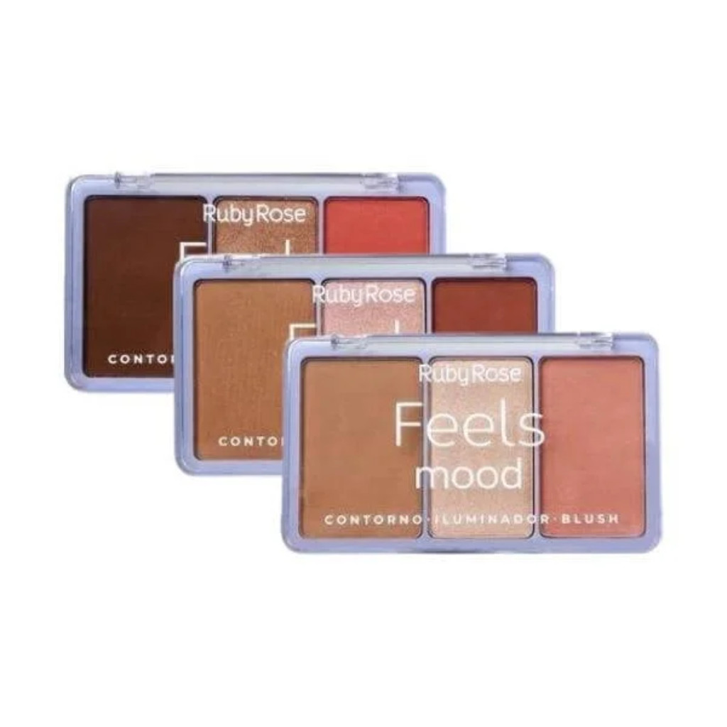 Paleta de Contorno, Blush e Iluminador Feels Mood - RUBY ROSE | Shopee Brasil