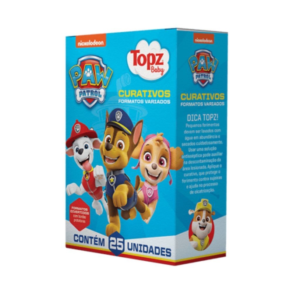 Curativos Patrulha Canina - 25 Unidades - Formatos Diversos - Topz Baby ...