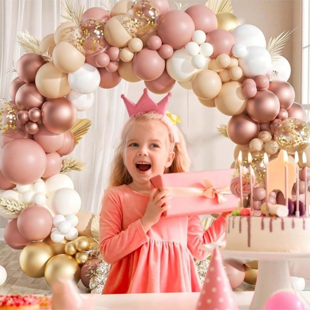 Kit Baloes Rose Gold Metalizado Arco Desconstruido Festa Bexiga Bege ...