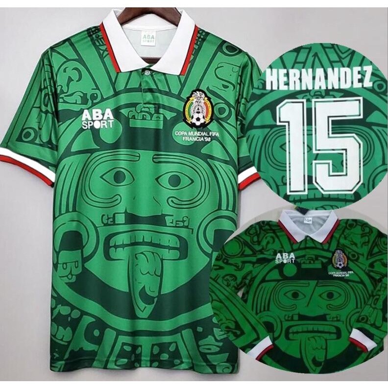 19988 México Home Retro Soccer Jersey Futebol Manga Longa | Shopee Brasil