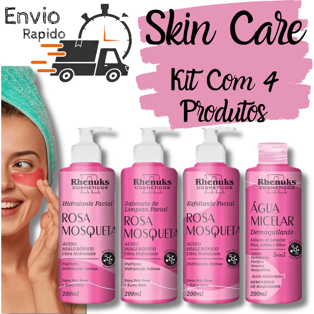kit limpeza facial tratamento anti-oliosidade de pele skin care rosa mosqueta acido hialuronico ...