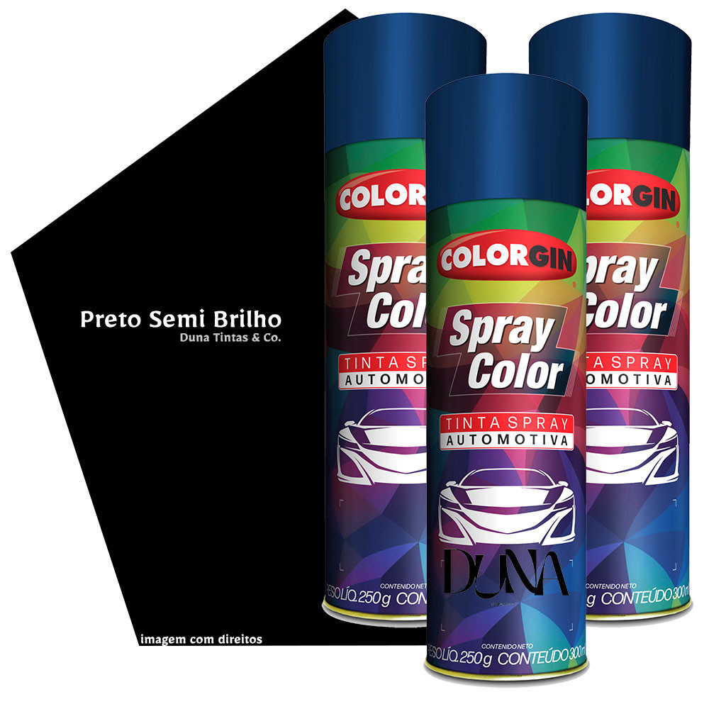Kit 3 Tinta Spray Automotiva Colorgin 300ml Preto Semi Brilho | Shopee ...