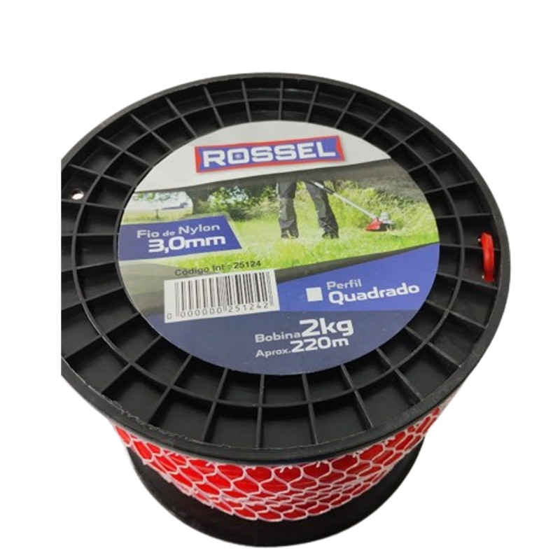 BOBINA FIO NYLON CORTE ROÇADEIRA QUADRADO 3MM X 220M ROSSEL | Shopee Brasil