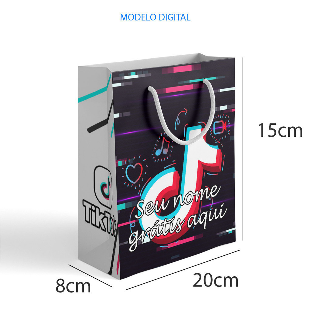 30 Sacolinhas 20x15x8 "grandinhas" Tik Tok papel offset 180g - Todos os ...