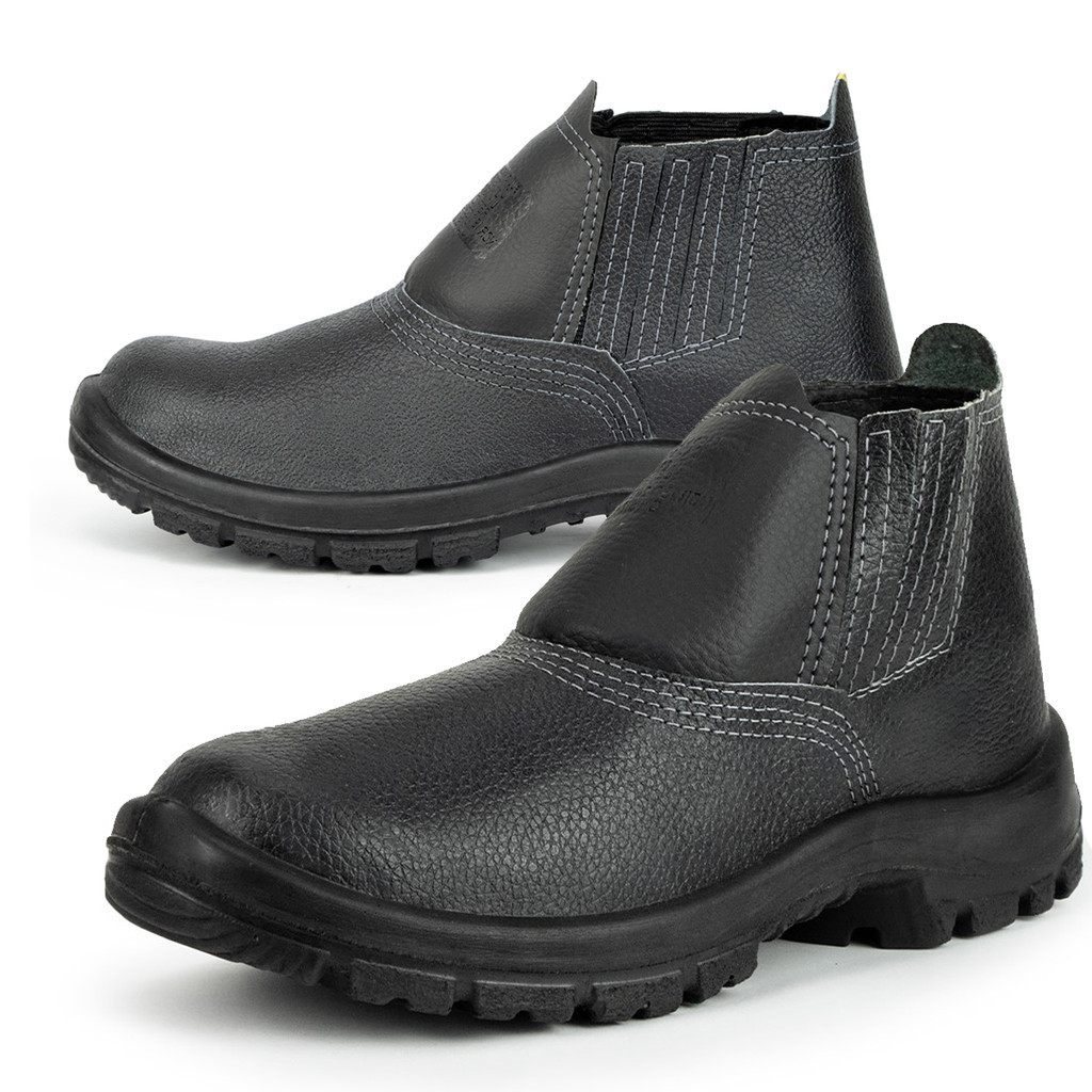 Botina Segurança Ocupacional EPI Crival Ref001 em Couro Fechamento ...