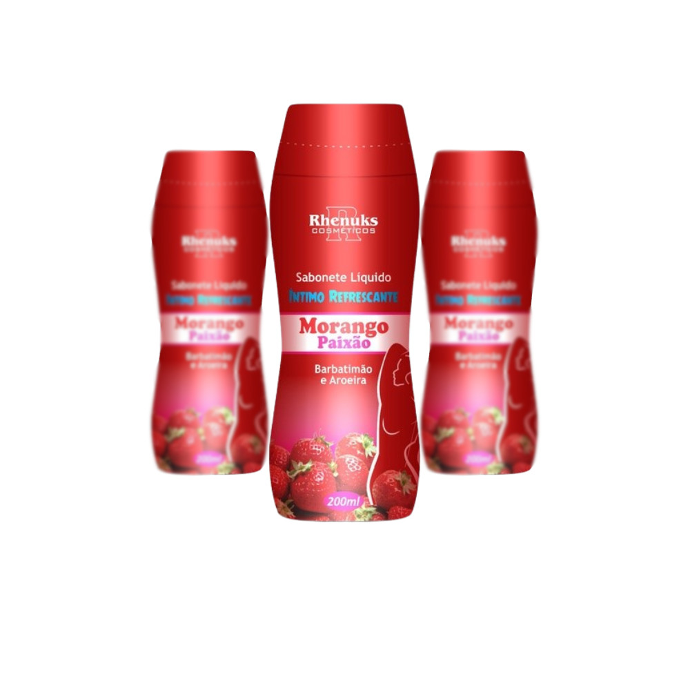 kit com 3 Sabonetes Intimo Liquido Morango Paixão Rhenuks | Shopee Brasil