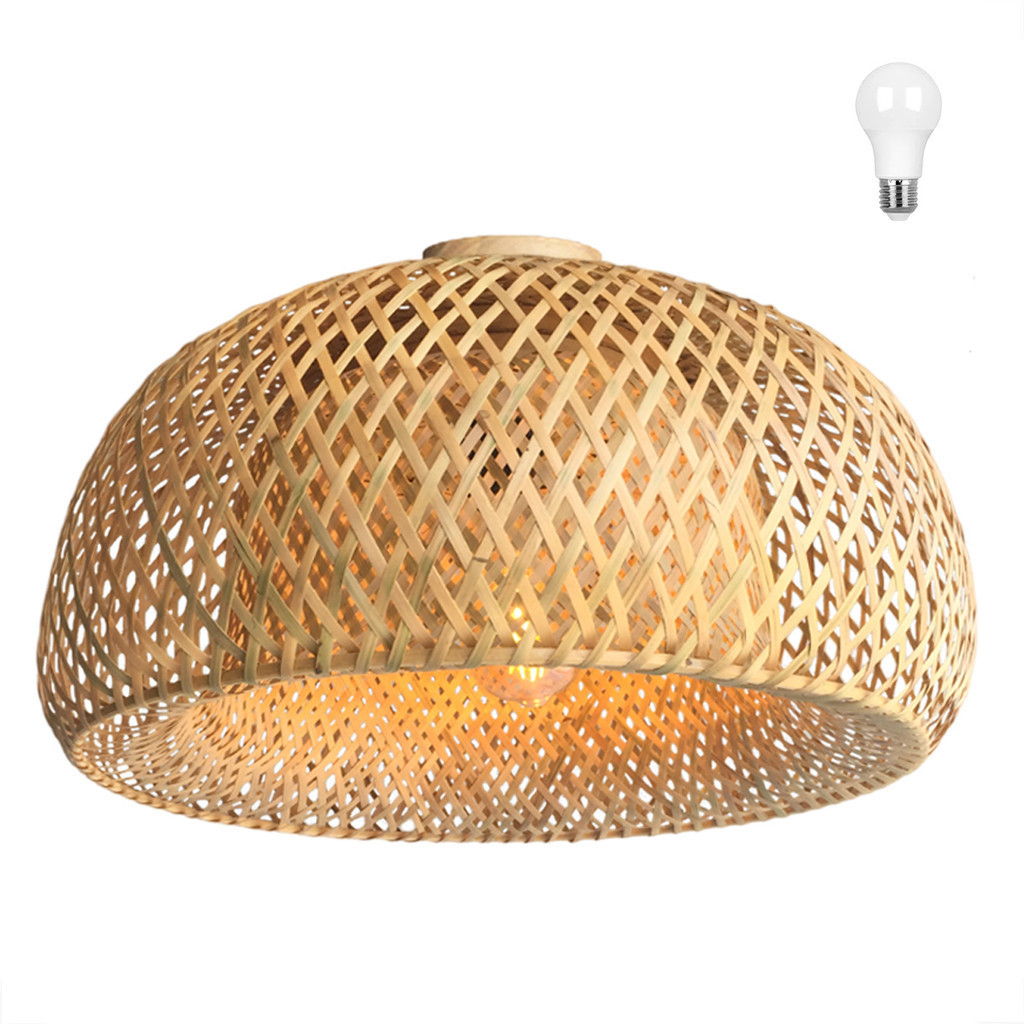 Luminaria Bambu Artesanal Fibra Natural Plafon Nat66 + Led | Shopee Brasil