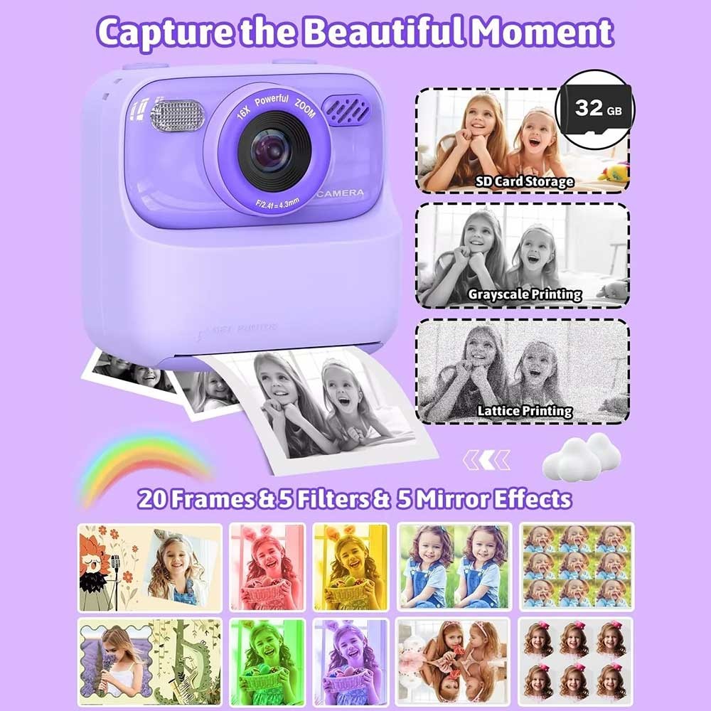 Instant Print Kids Camera - Fun Polaroid-Style Camera & Printer for ...