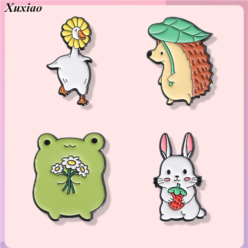 Desenho Animado Broche De Esmalte Animal Fofo Coelho Porco Espinho ...