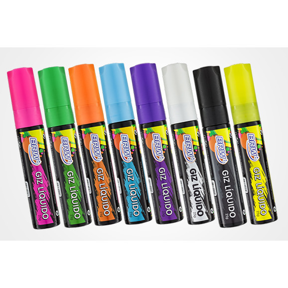 Canetão Giz Líquido 15mm BRW 25g Canetão Lousa Vidro Carro | Shopee Brasil