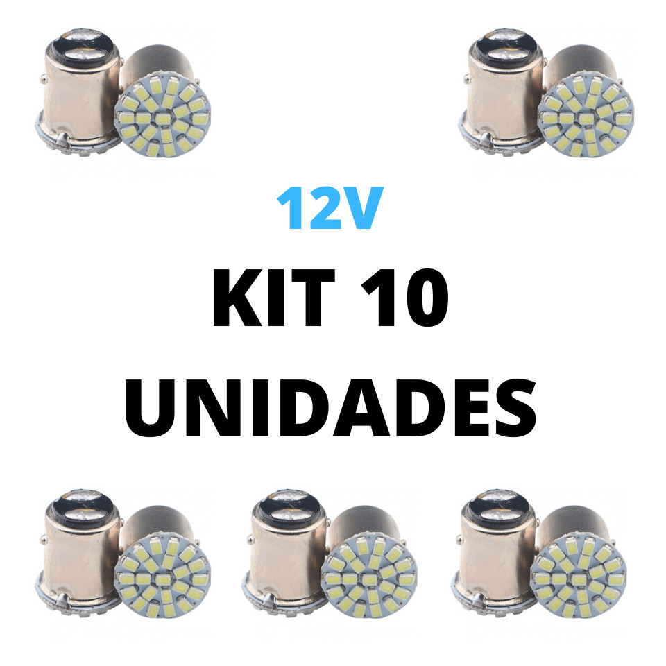Lampada led 2 polos 22 smd 1206 branco 12V (10 Unidades) | Shopee Brasil