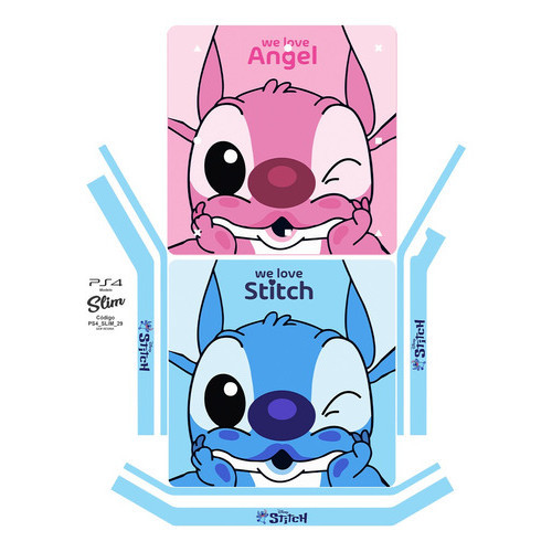 Adesivo Skin Playstation Ps4 Slim + Controles Stitch E Angel | Shopee ...