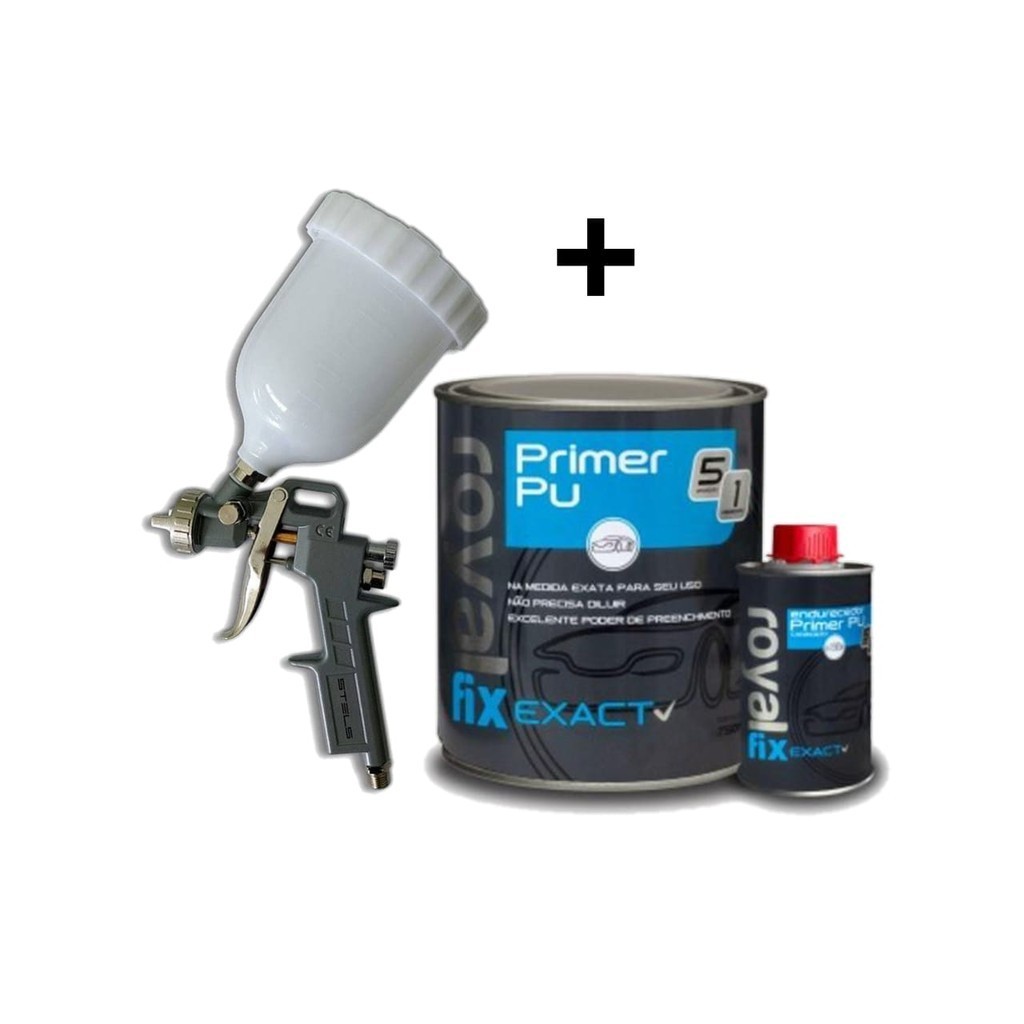 Kit Primer PU 51 Royal + Pistola de Pintura Pulverisadora 600ml STELS ...