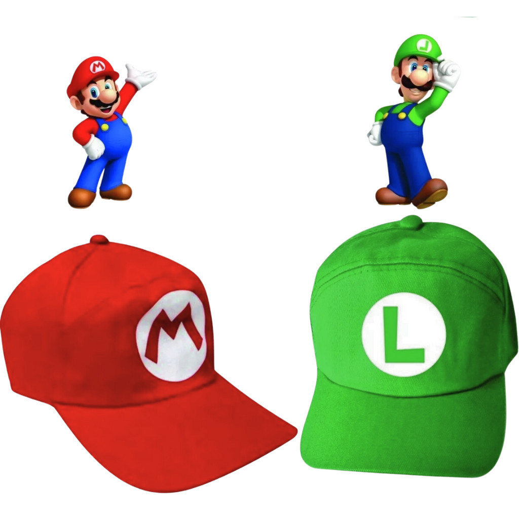 Kit Boné Mario e Luigi Super Mario Bros Fantasia | Shopee Brasil