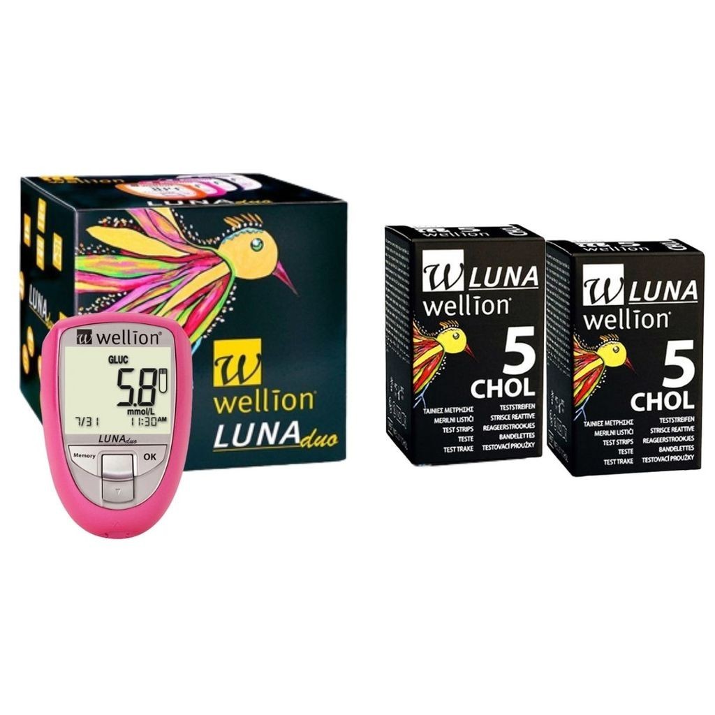 Medidor Colesterol e Glicose Luna Rosa + 10 Tiras para Colesterol ...