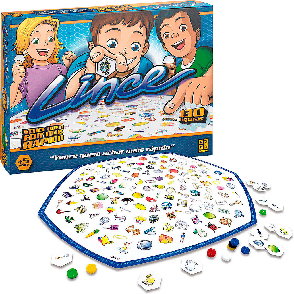 Jogo de Tabuleiro Lince - Grow - Educativo Rápido Procurar Figuras ...