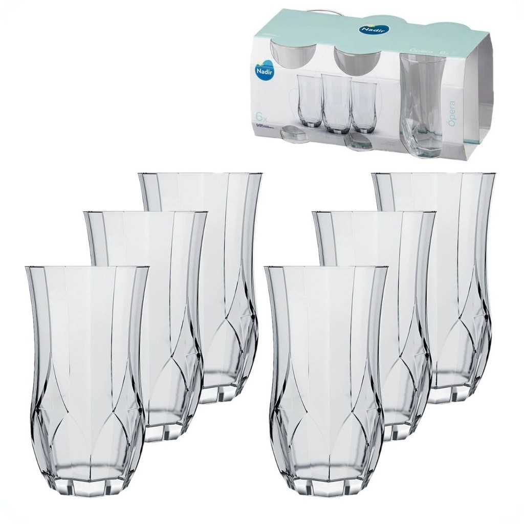 Jogo Copo Agua Suco Refrigerante Drink Vidro 360ml Kit 6 Un Cor Transparente | Shopee Brasil