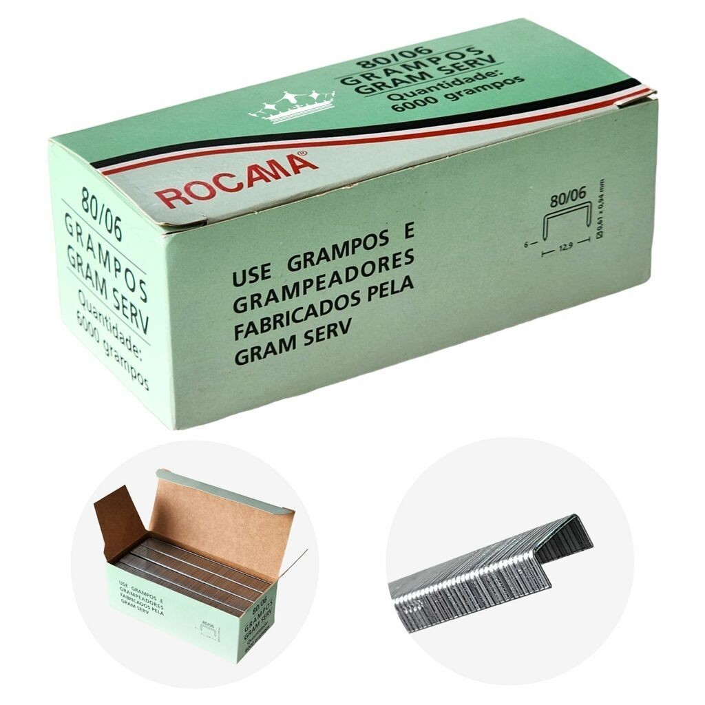 Grampo Industrial ROCAMA 80/06 Caixa com 6000un | Shopee Brasil