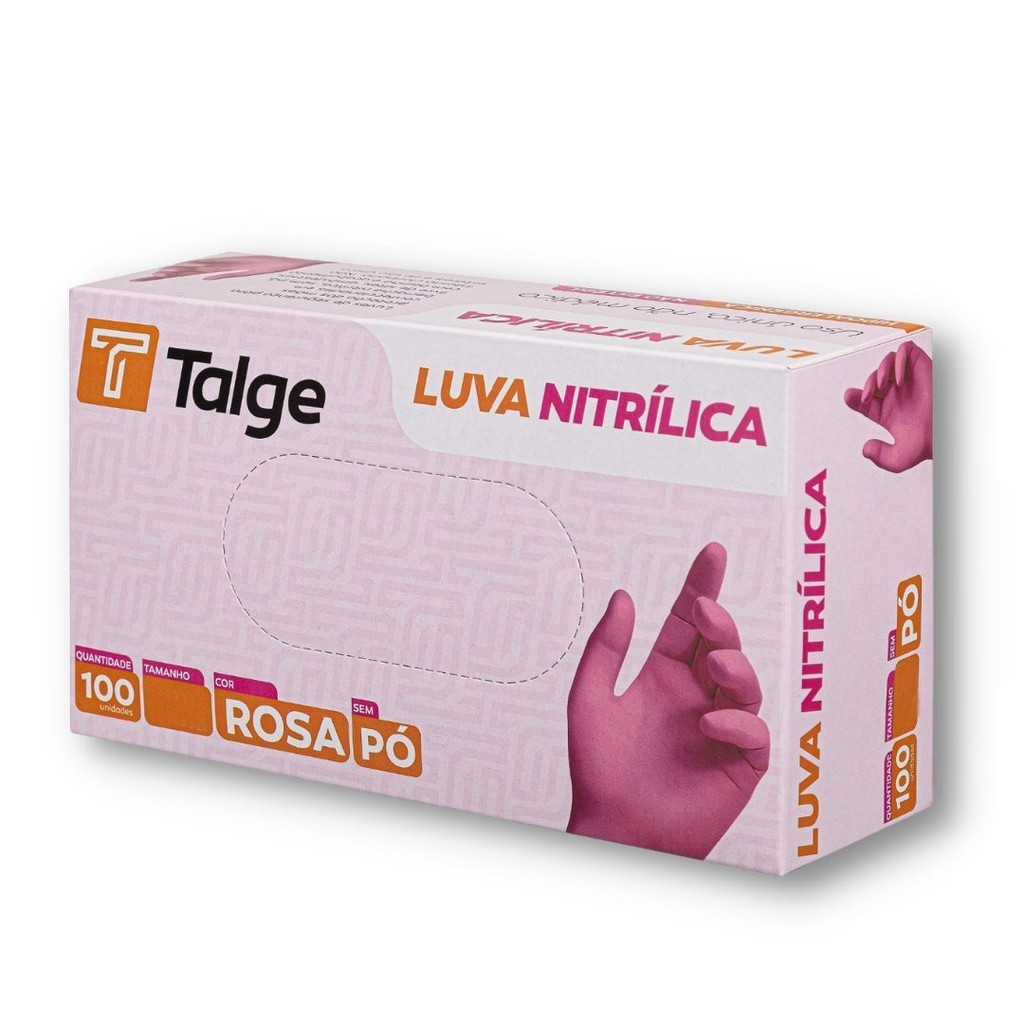 Luva Nitrílica G Talge Sem Pó Rosa Caixa Fechada Com 100 Un. | Shopee ...