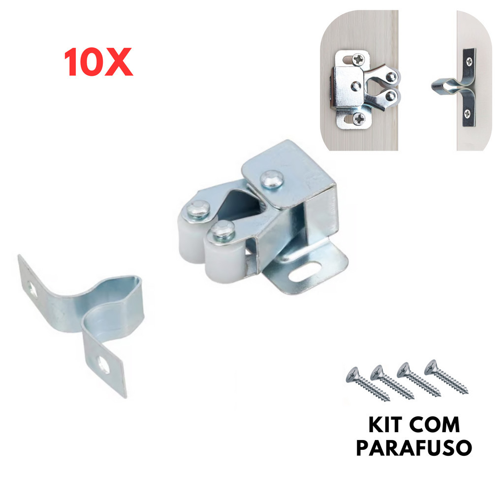 10 Fecho Rolete Para Porta Armario E Moveis Zincado | Shopee Brasil