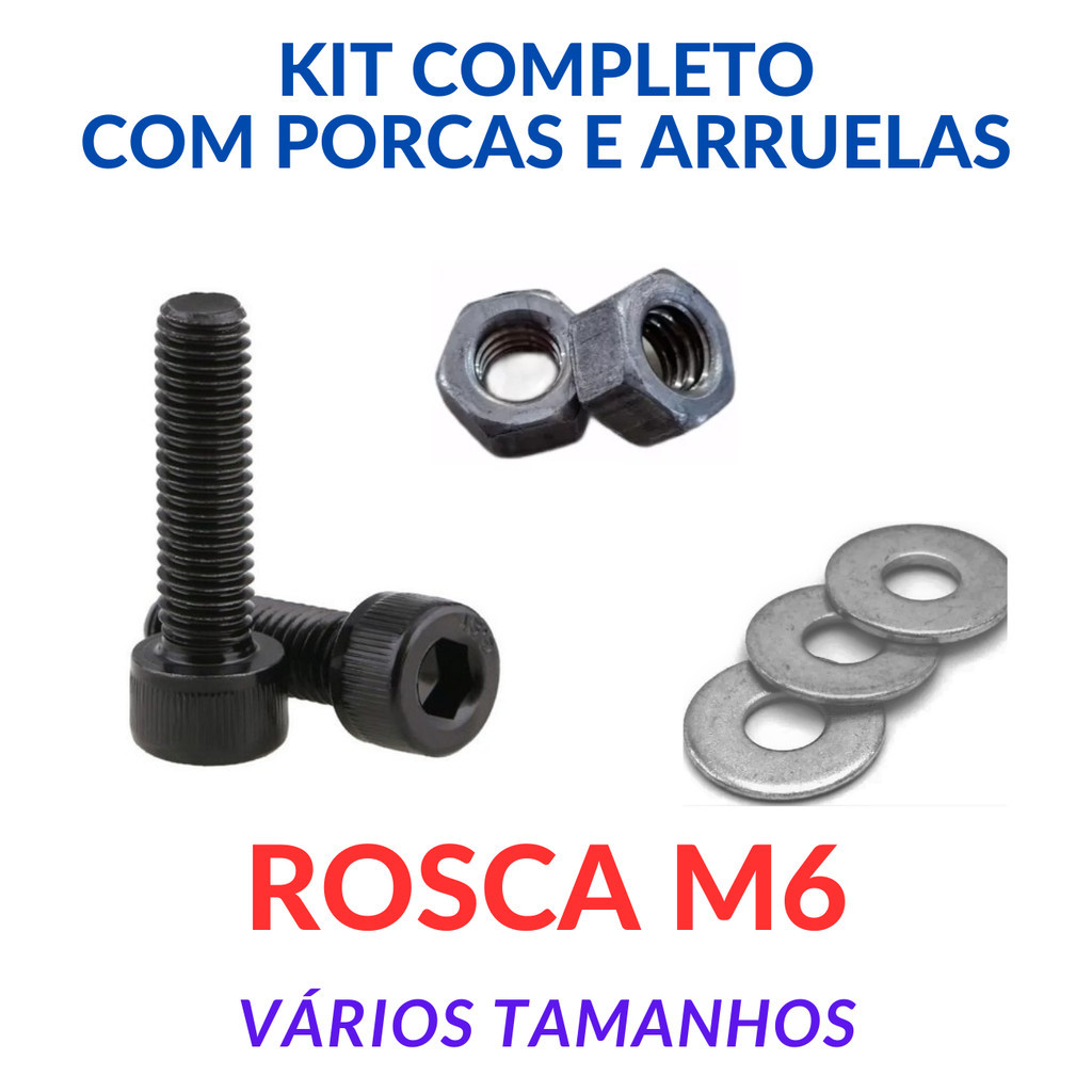 Parafuso Allen vários tamanhos - M6 Passo 1,00 (Chave Allen 5) - kit ...