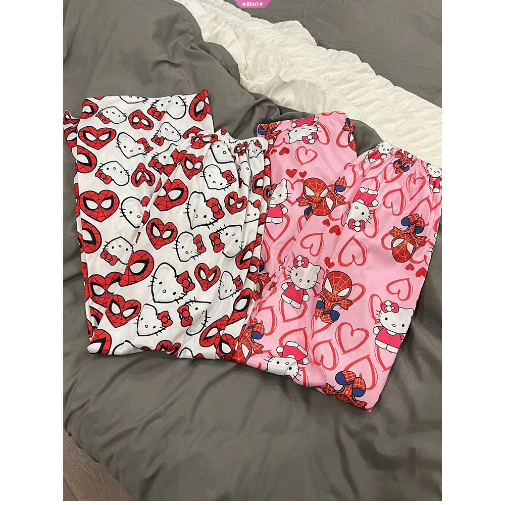 Desenho Animado Anime Homem Aranha Hello Kitty Pijamas Sanrio Casais Que Combinam Com Calças