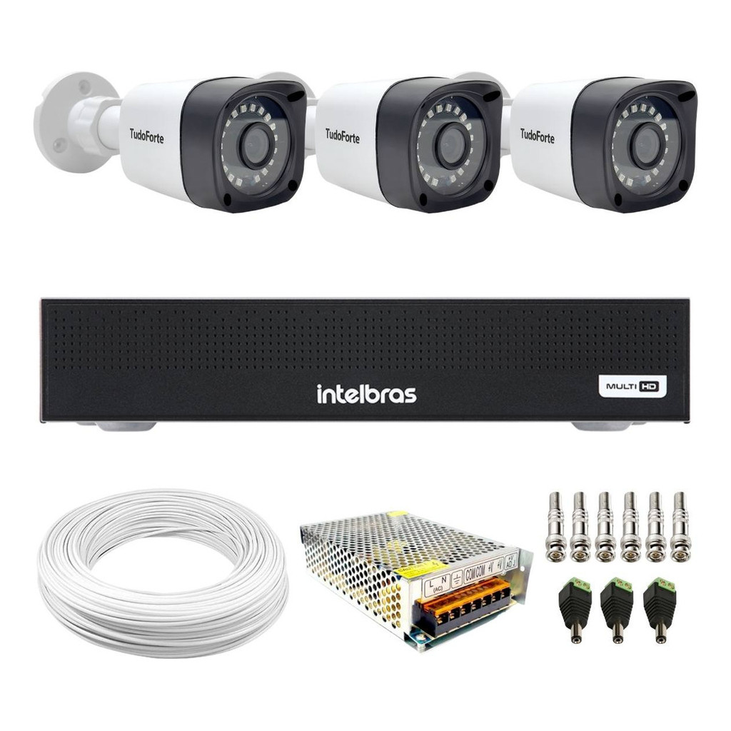 Kit 3 Câmeras Segurança Full HD 1080p 2MP Bullet 20M Infra Tudo Forte ...