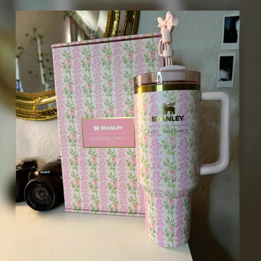 Novo copo térmico de flor de palha da Stanley, com grande capacidade e caixa de presente NTEL ...