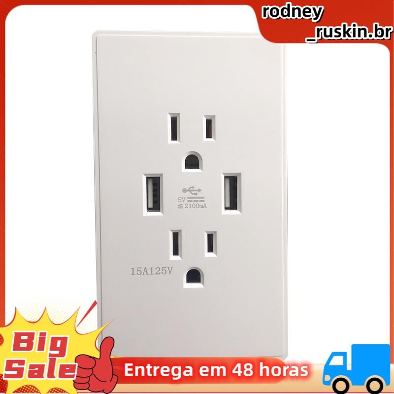 Tomada De Parede Padrão Americano Com 2 Portas Usb Para Carregamento De ...
