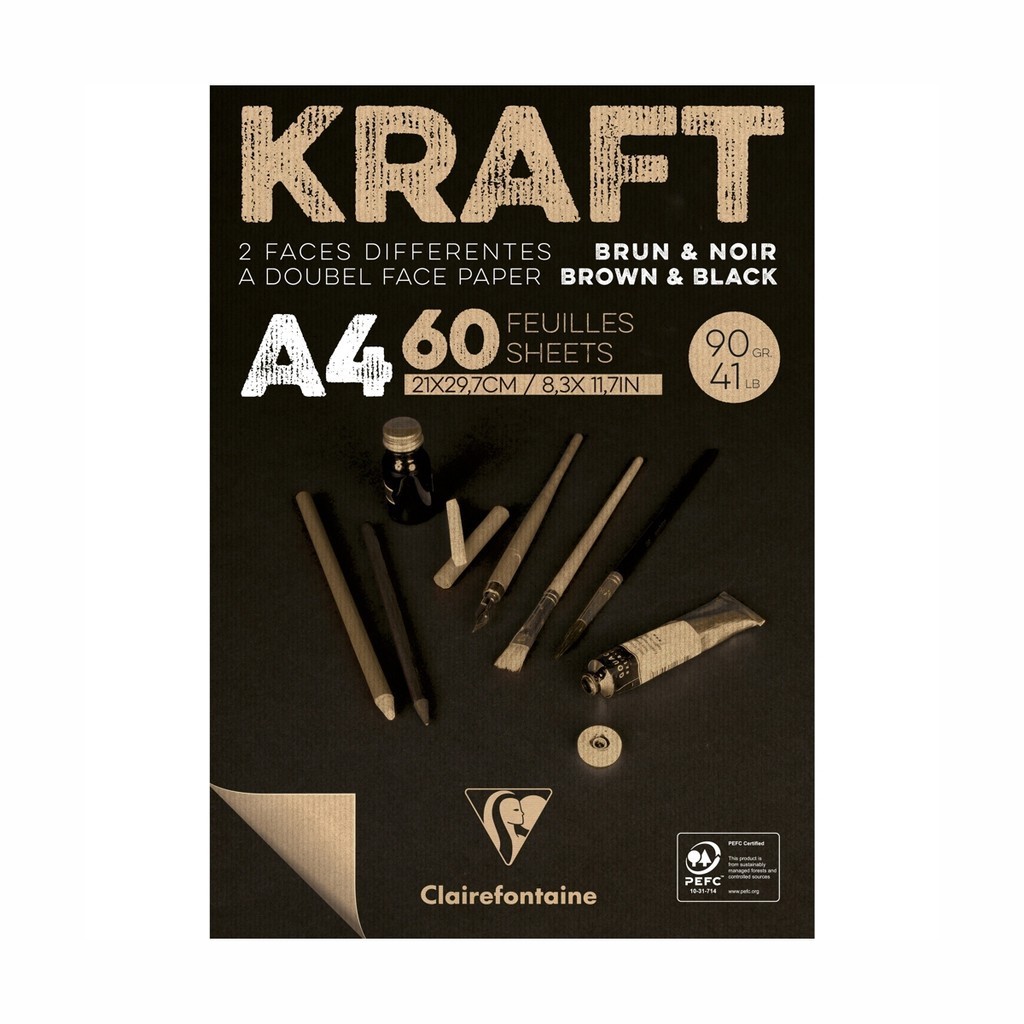 Papel Kraft Preto/marrom 90g 60 Folhas A4 Desenho | Shopee Brasil