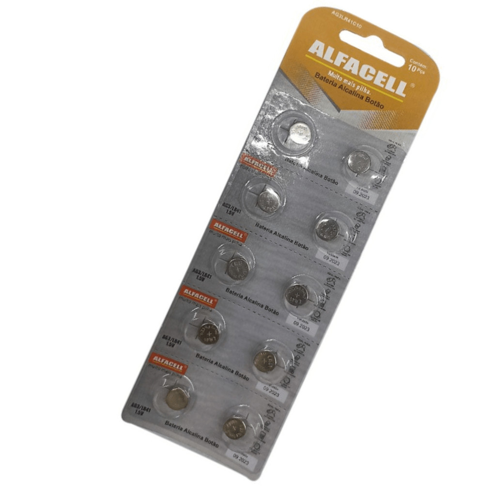 Bateria pilha alfacell lr41 ag3 - cartela 10 unidades ag3lr41c10 ...