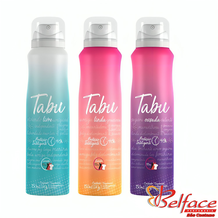 Kit 3 Desodorante Aerosol Antitranspirante Tabu 150Ml | Shopee Brasil