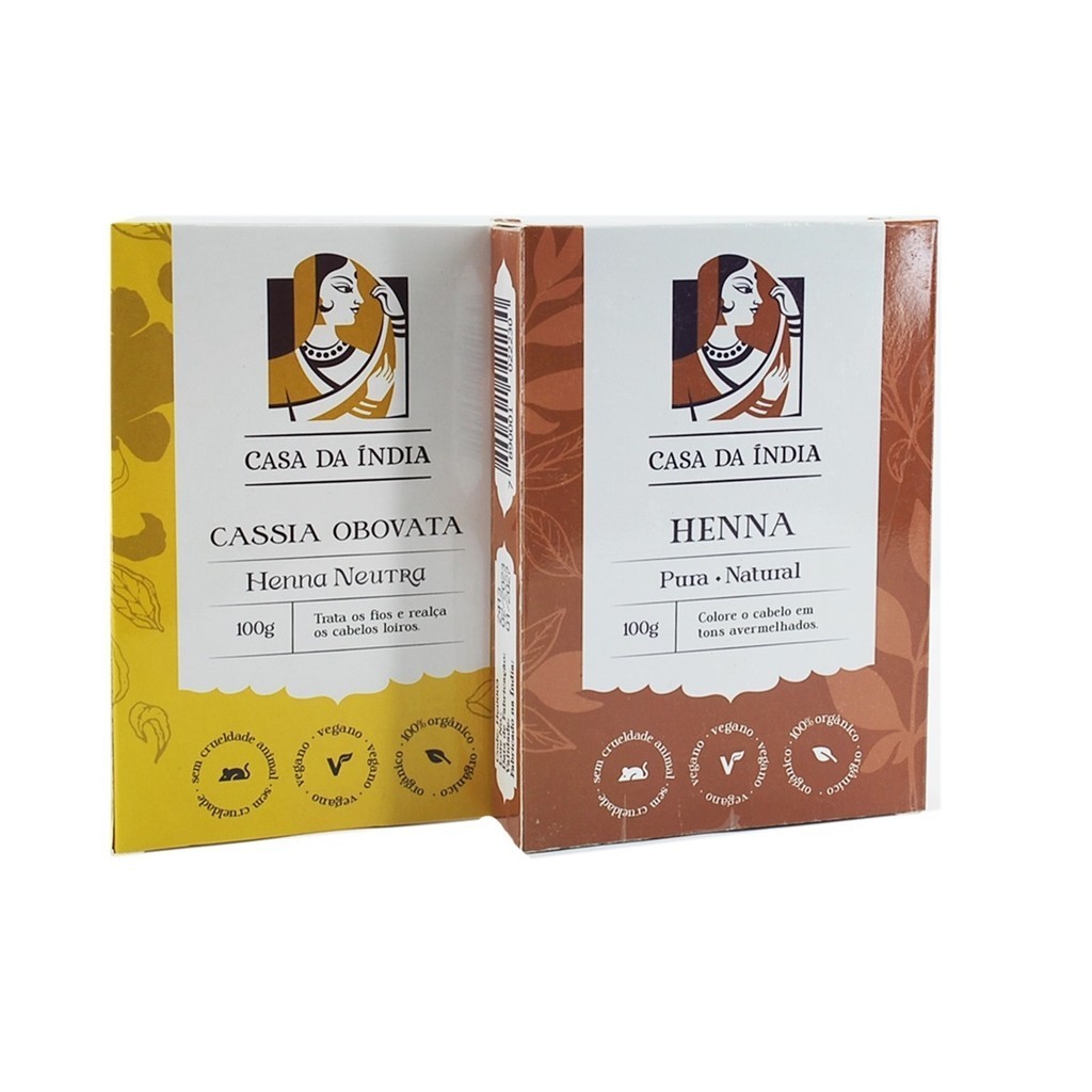 Kit Loiro Dourado Henna + Cassia 100% Puras Casa Da Índia | Shopee Brasil