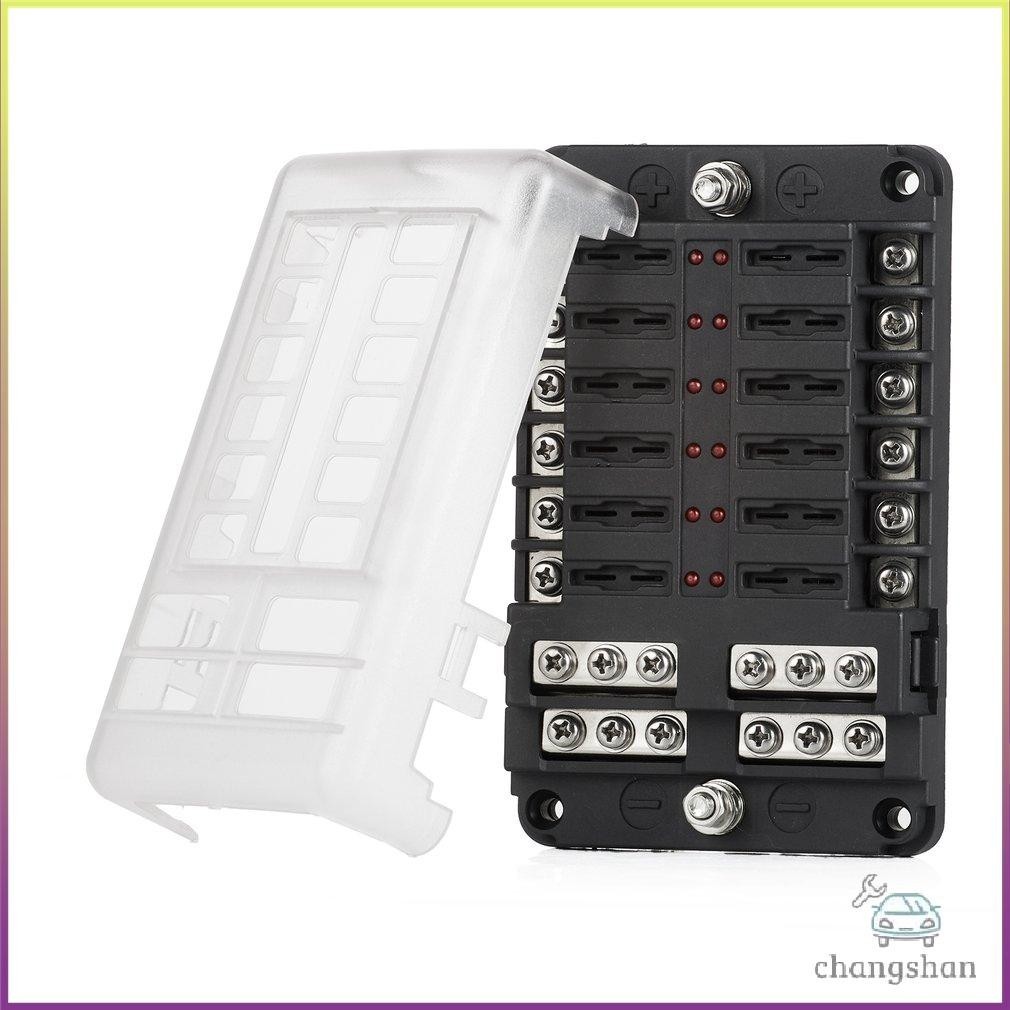 Portable 12-Way Car Fuse Box Universal Automative Fuse Box With Led ...