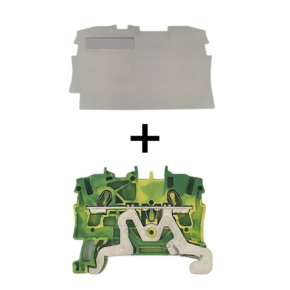 Kit Wago 2002-1207 Borne Mola Terra 2,5mm 10 Peças + Tampa 2002-1291 5 ...