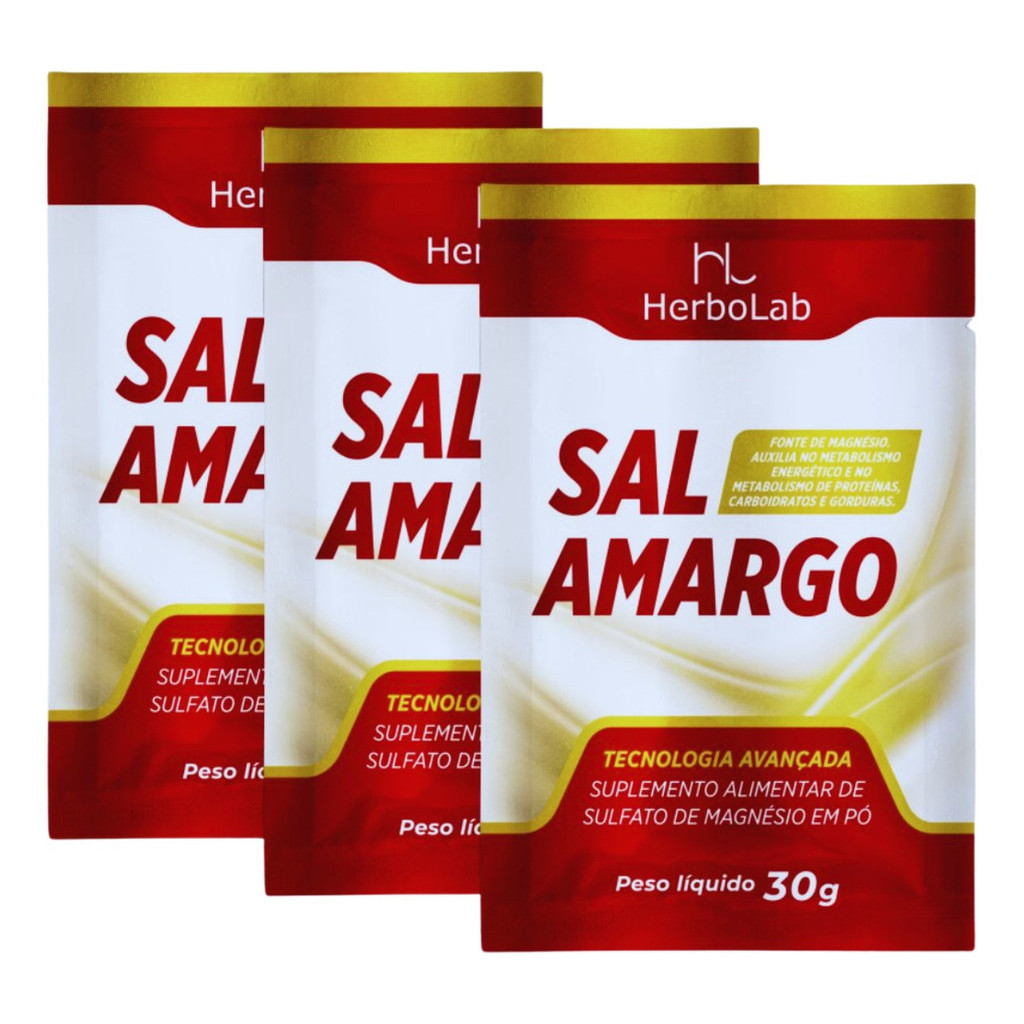 Sal Amargo 3 Sachê Com 30 Gramas Cada | Shopee Brasil