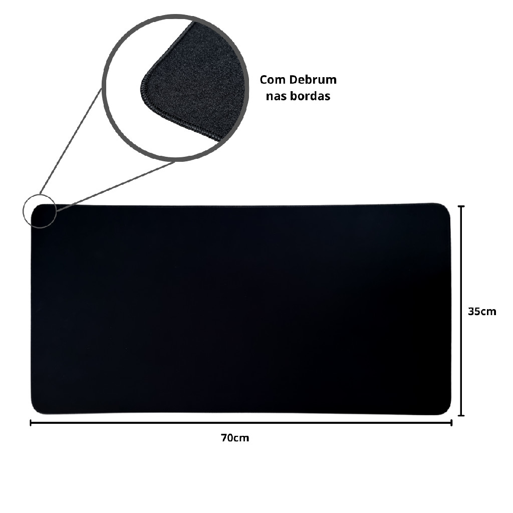 Mouse Pad Gamer Jogos Eddias Base Emborrachado 35x70 Preto C/ Costura Preto Liso | Shopee Brasil