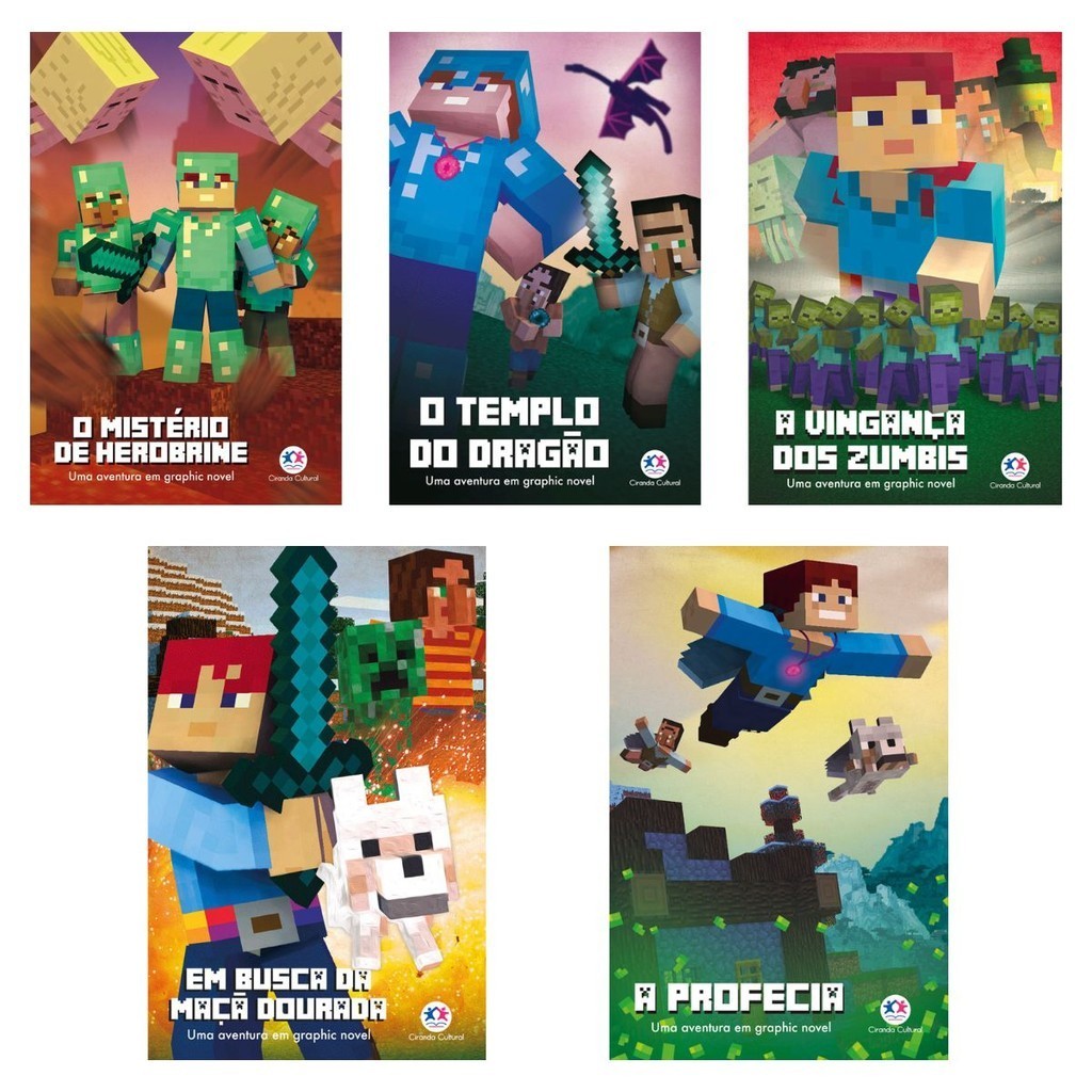 Kit 5 Livros Minecraft Profecia, Templo do Dragão, Mistério de Herobrin ...