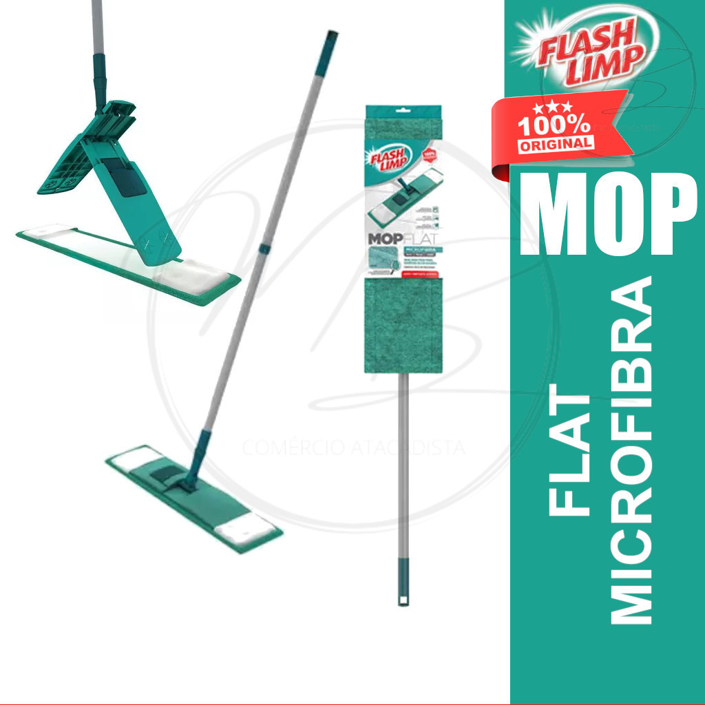 Mop Flat Microfibra Verde Mop7657 Flash Limp | Shopee Brasil