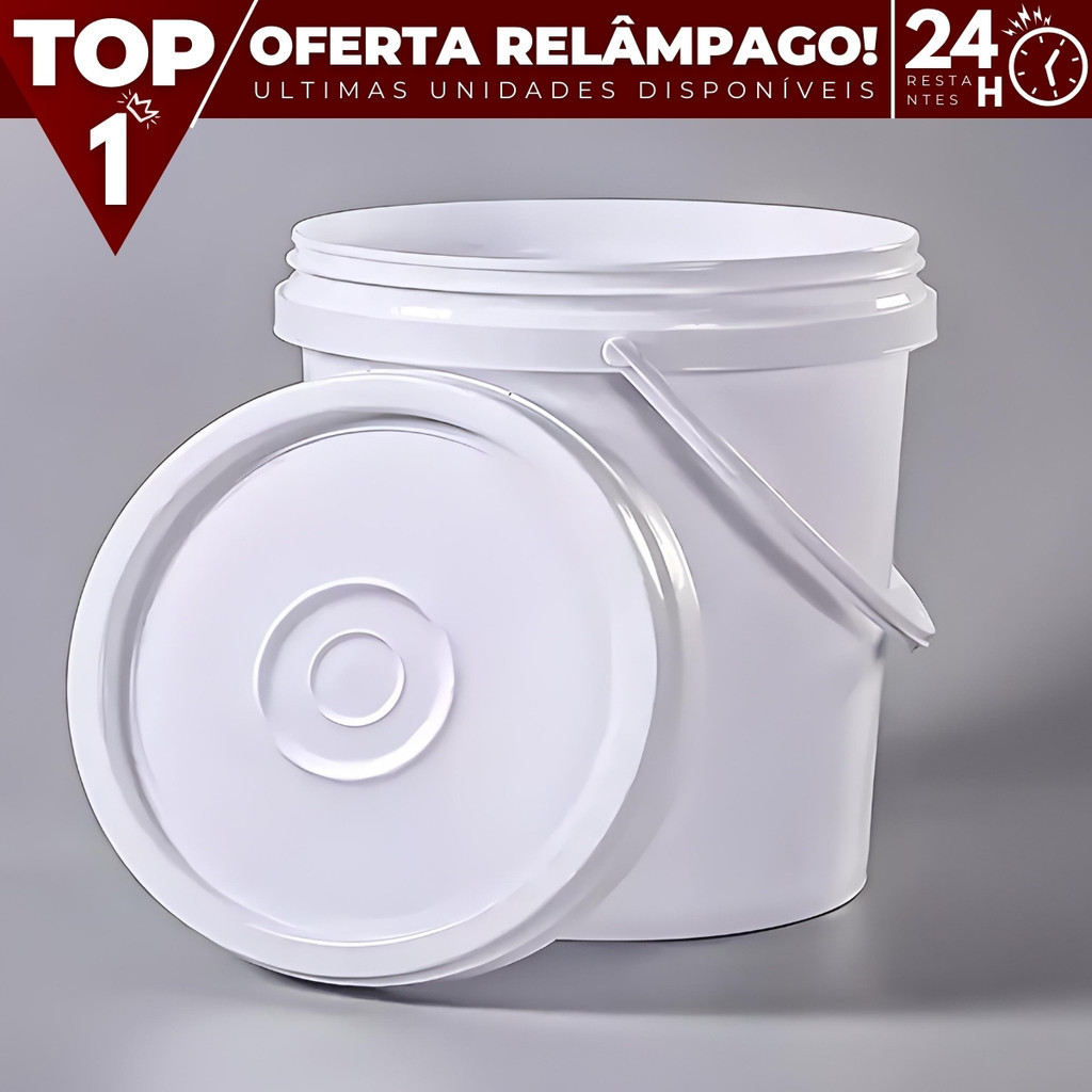 Balde Com tampa 18 litros Alça Plastica E Tampa | Shopee Brasil