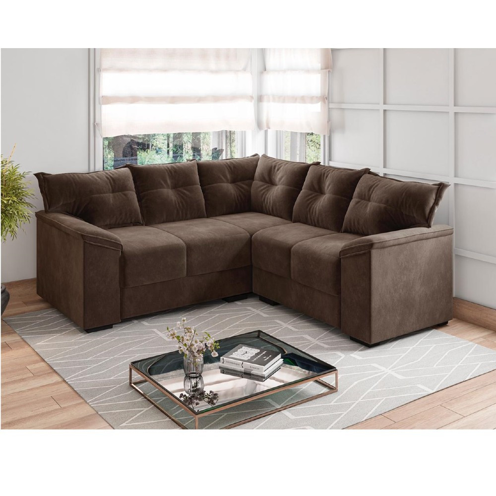Sofá de Canto 5 Lugares Sued Lisboa Flash Estofados | Shopee Brasil