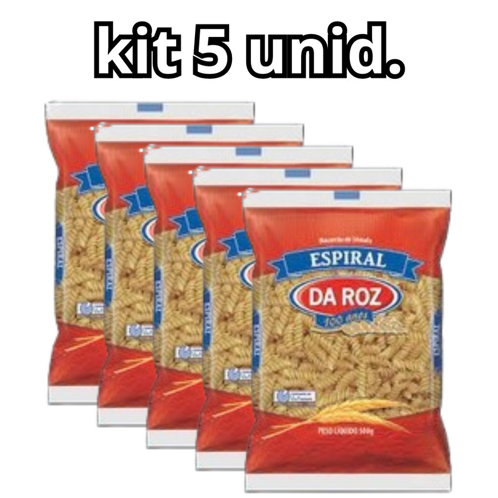 KIT 5 unid Macarrão de Sêmola Fusilli Da Roz 500g | Shopee Brasil
