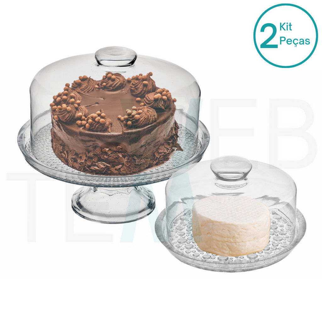 Kit Boleira com Pé Vitazza Prato 28cm para Bolo e Queijeira Porta ...