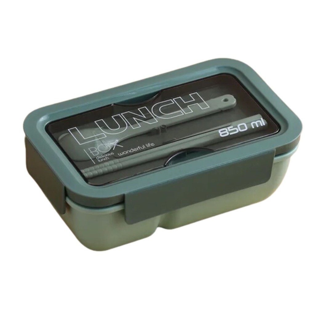 Marmita Fitness Lunch Box 850ml Divisórias C/ Colher E Garfo | Shopee ...