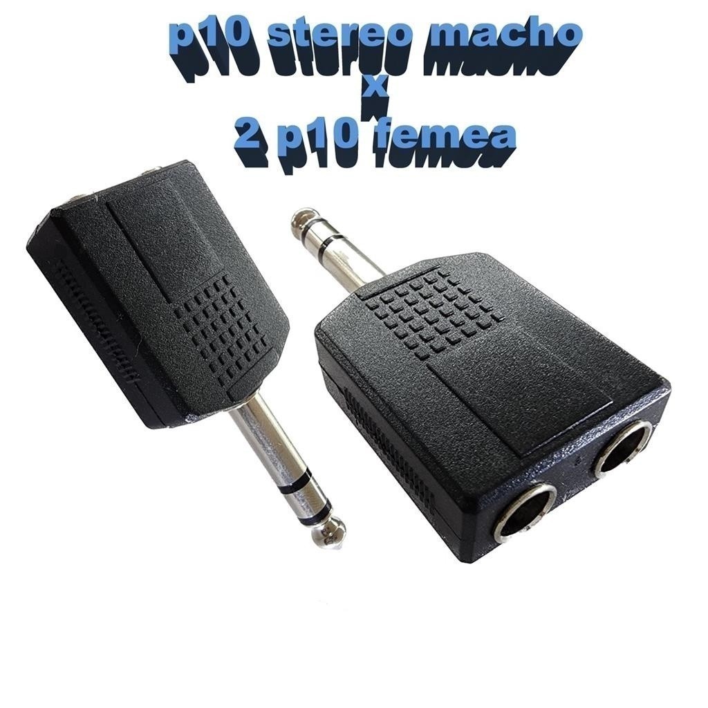 kit 10 adaptador p10 stereo macho x 2 p10 femea | Shopee Brasil