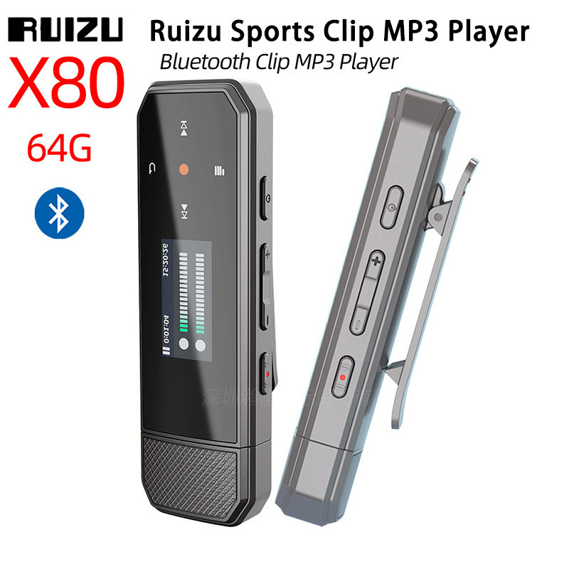 RUIZU X80 USB MP3 Player Mini 64GB Chave De Toque Bluetooth 5.3 ...