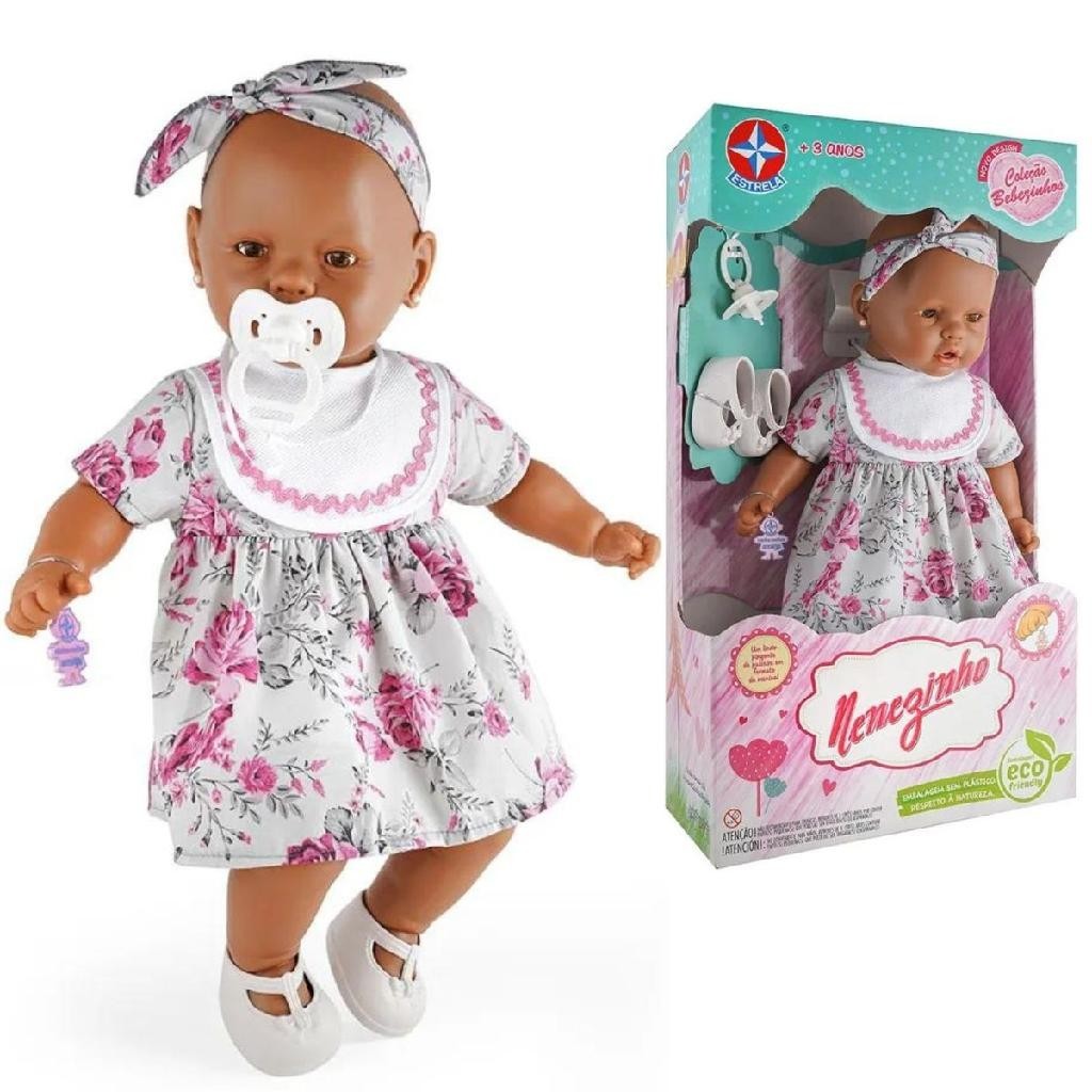 Boneca Infantil NENEZINHO Negro Brinquedo Articulado Grande 44cm Em ...