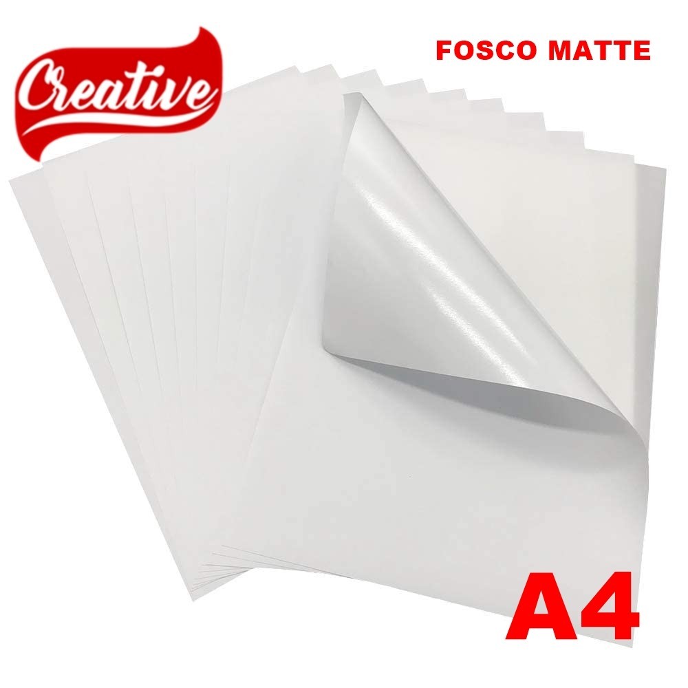 200 Folhas papel Offset Adesivas A4 Fosco Adesivo 173g (com o Liner ...