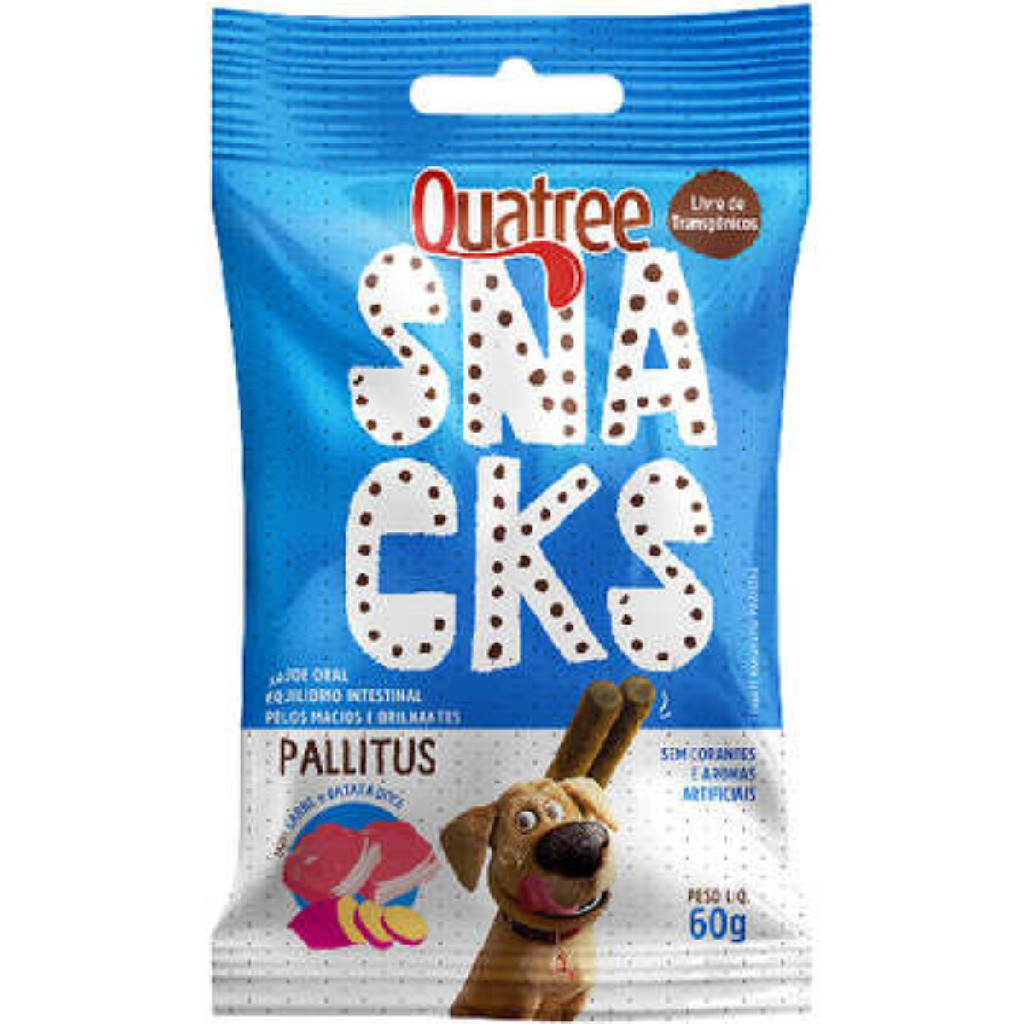 Petisco Quatree Snacks Pallitus Sabor Carne/Batata Doce 60g | Shopee Brasil