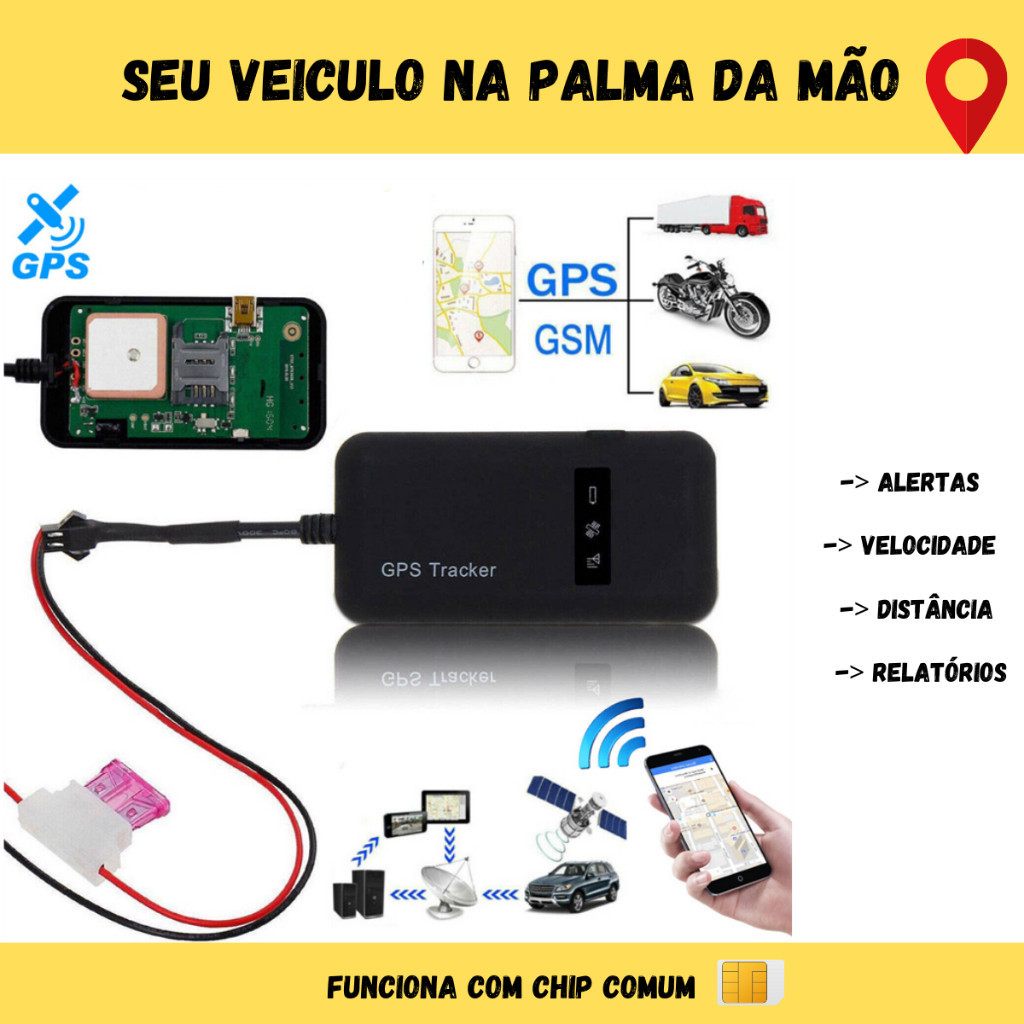 Rastreador Veicular Gps Para Moto Carro Funciona Com Chip Comum Localizador De Veículo ...